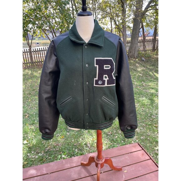 SSR | Jackets & Coats | Ssr Letterman Varsity Jacket Dark Green Black ...